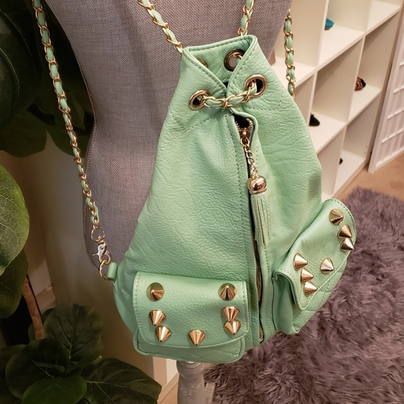 Bags | Stunning Gold Studded Backpack Bag | Poshmark